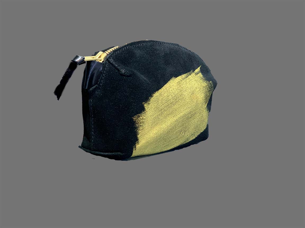 Pod Pouch, black suede with gold splash – basilracuk.com